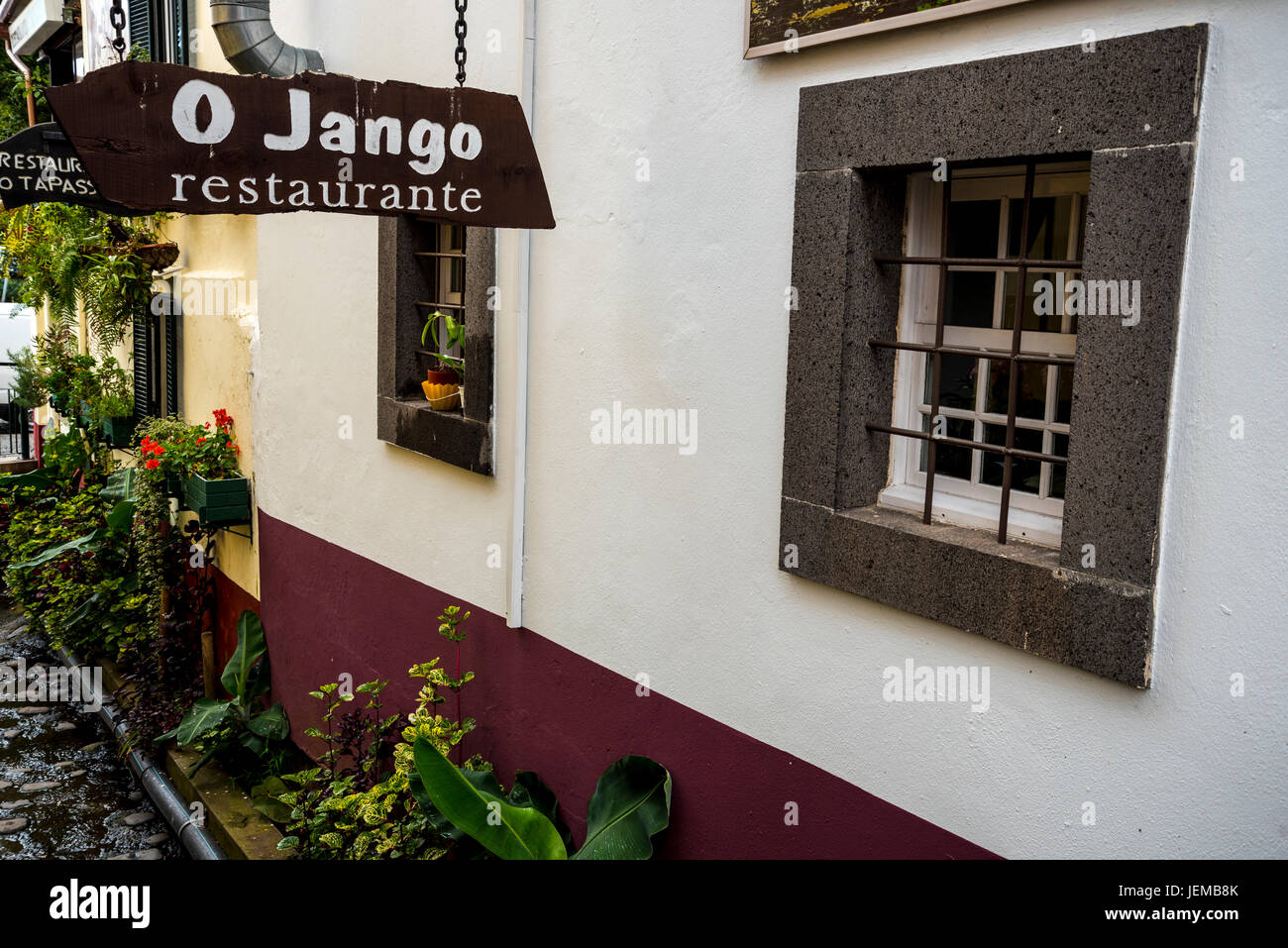 Santa Maria Street in Funchal Madeira with its painted doors and walls ...