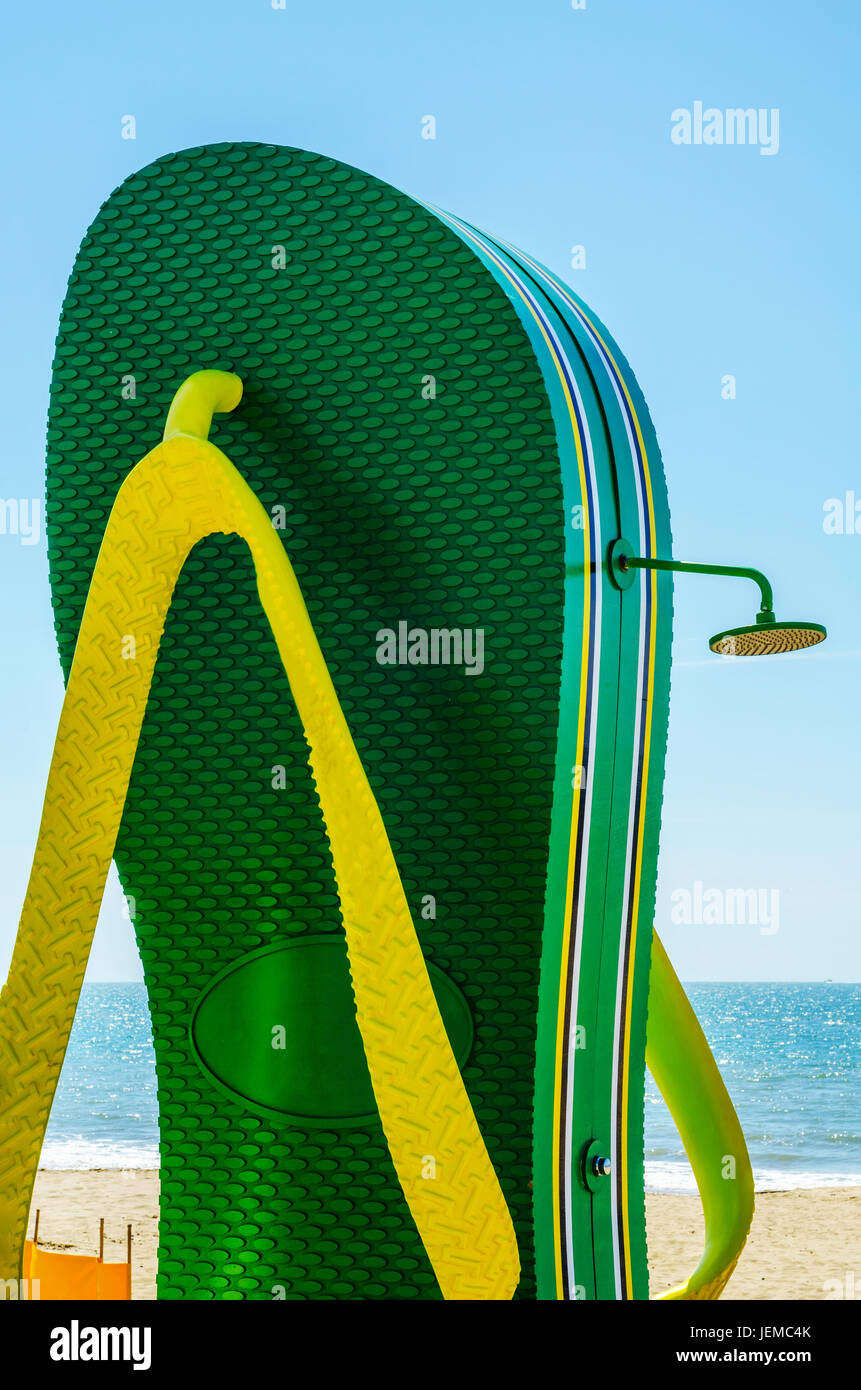 beach shower in the shape of a flap on the beach promenade in the ...