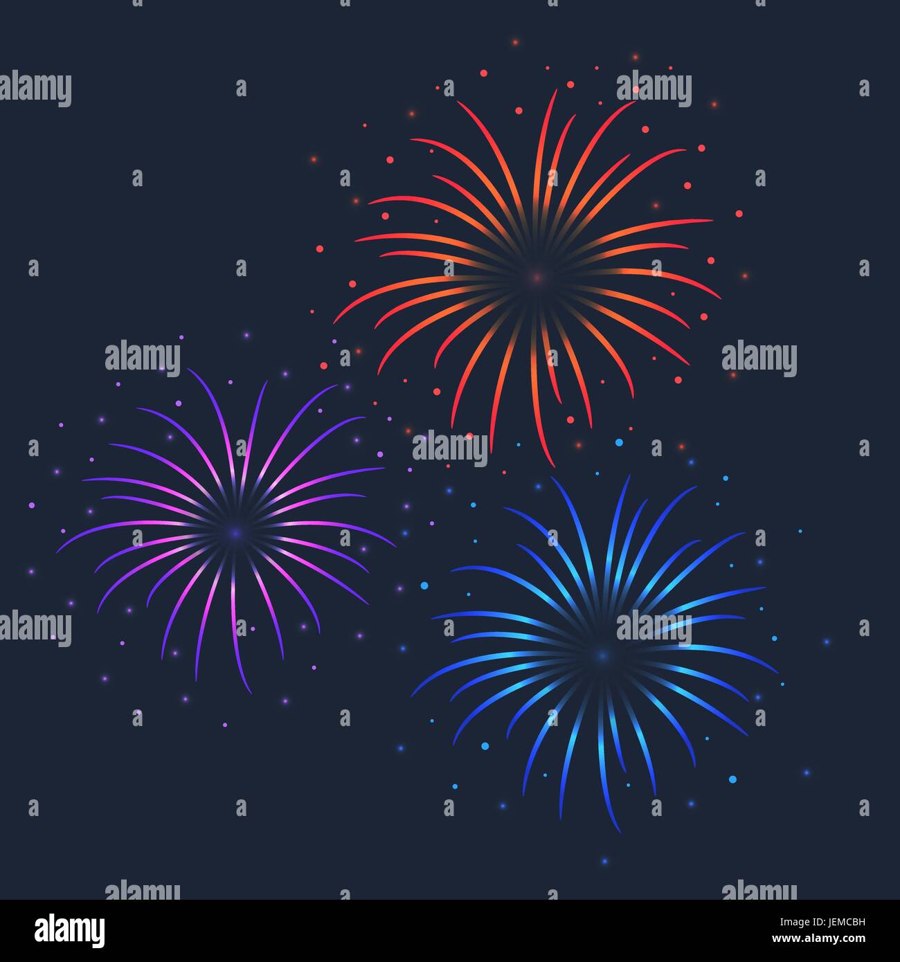 Vector colorful firework illustration on dark background Stock Vector ...