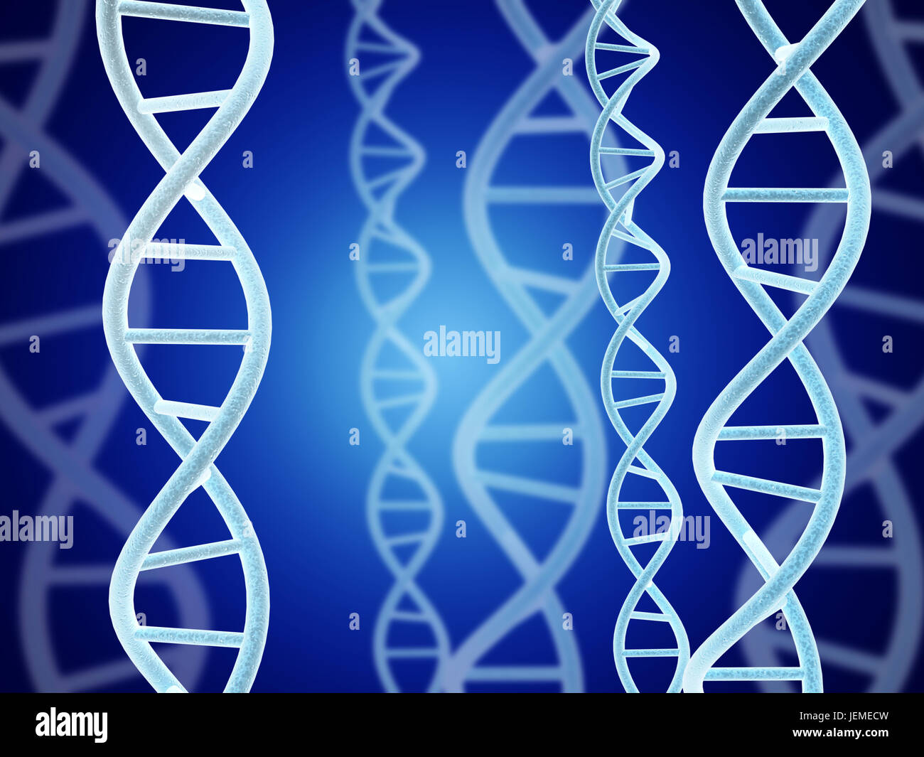 Digital models of DNA structure on abstract blue background. 3d render ...