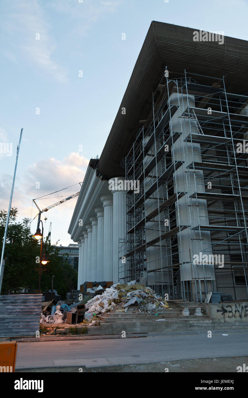 Capital of Macedonia with fake facade in downtown Skopje Stock Photo ...