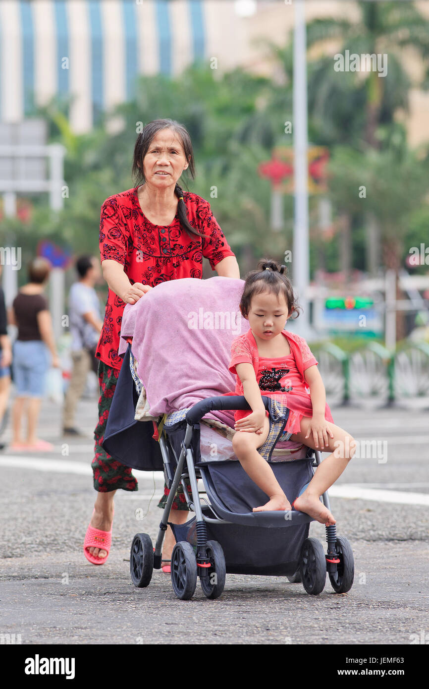 Child help elderly road hi-res stock photography and images - Alamy