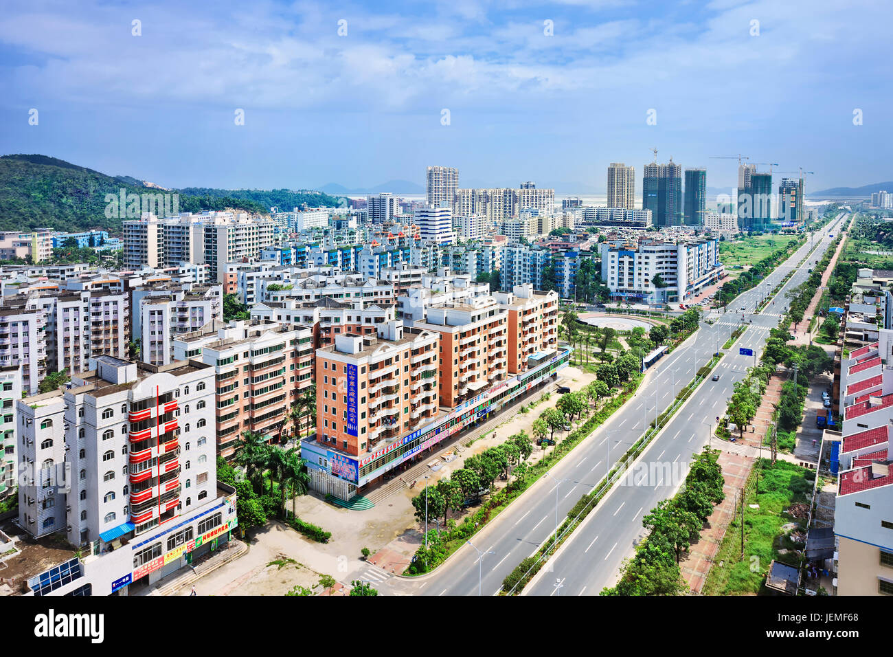 Suburb with new constructed apartment buildings. Real estate is booming ...