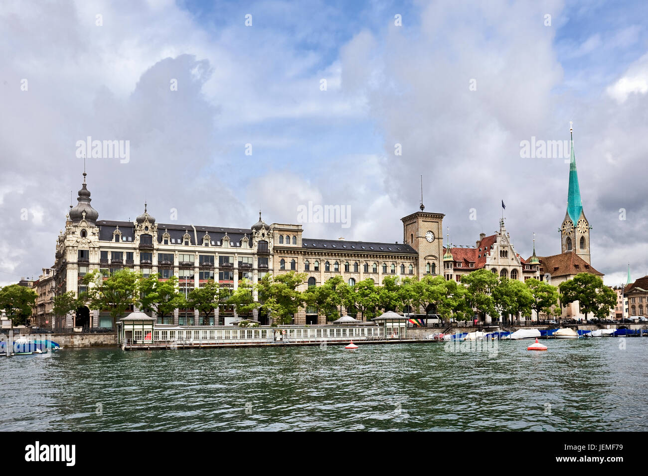 Limmat river in Zurich, situated at 408 meters above sea level. Its ...