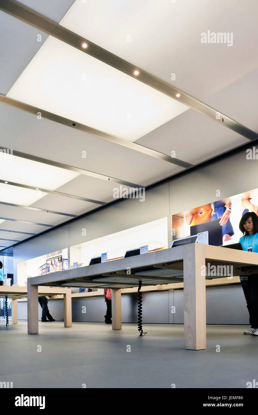 Apple flagship store interior in Beijing. Apple is one of the ...