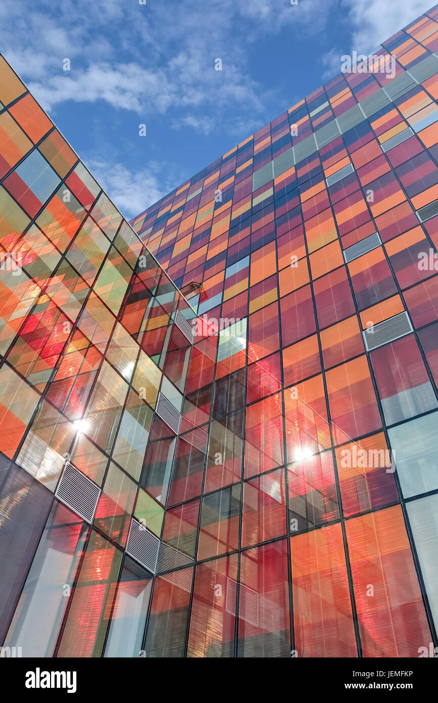 BEIJING-SEPT. 29, 2008. Colorful glass facade shopping mall. Because of ...