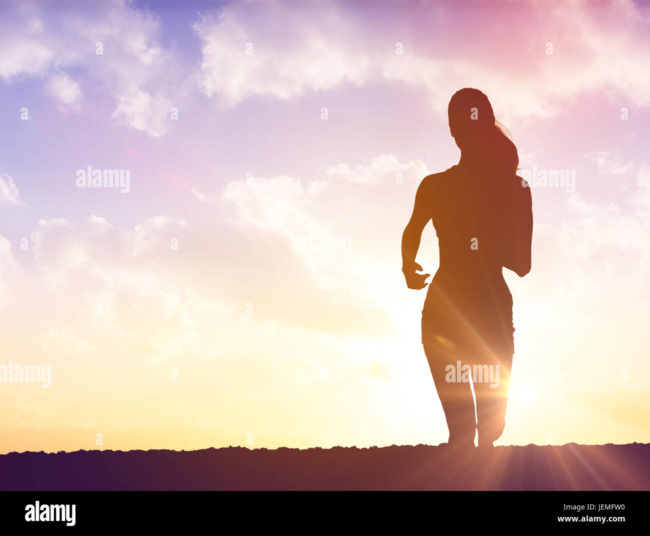 Silhouette of fit person Stock Photo - Alamy