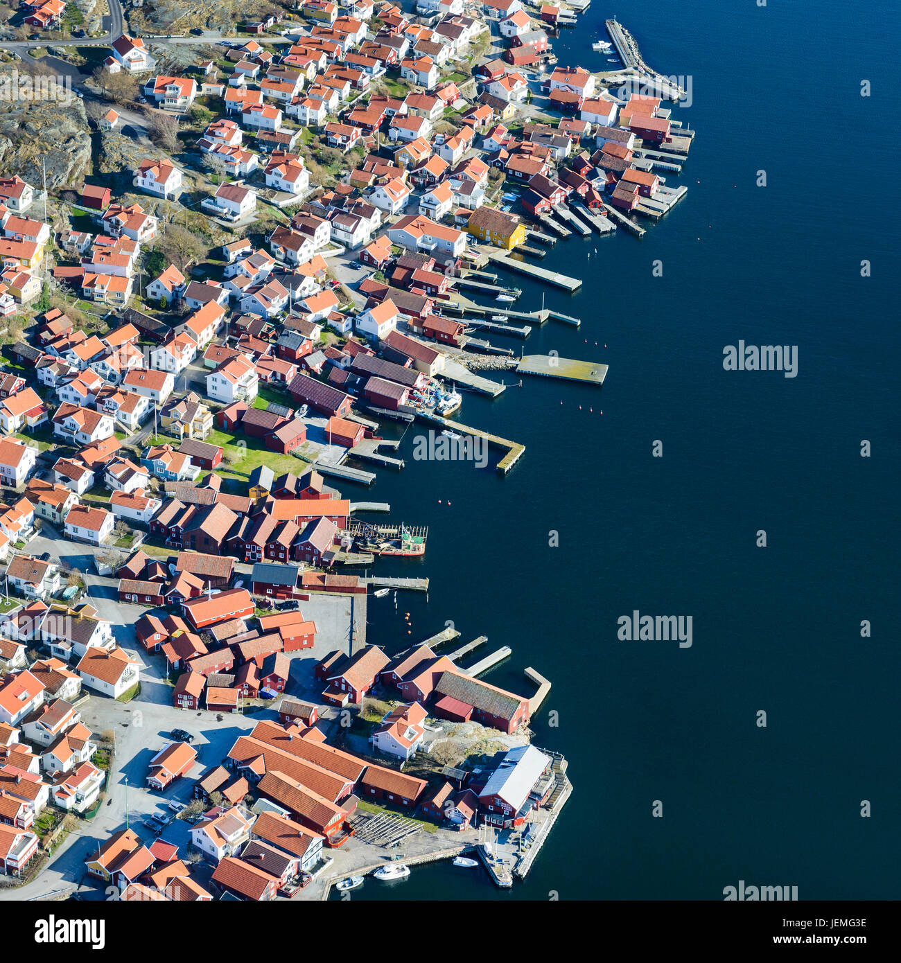 Aerial view of buildings at sea Stock Photo - Alamy