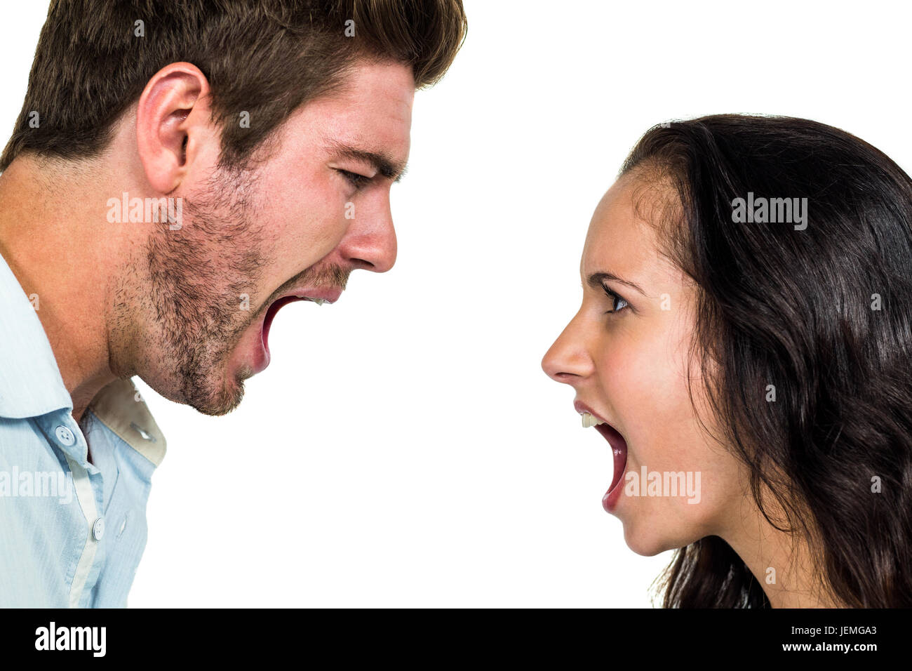 Couple screaming and having argument Stock Photo - Alamy
