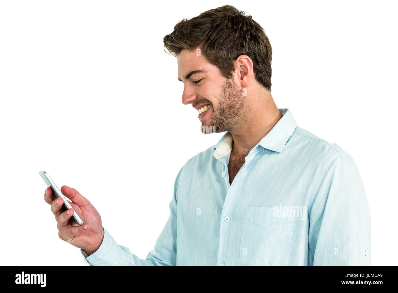 Handsome man using smartphone Stock Photo - Alamy