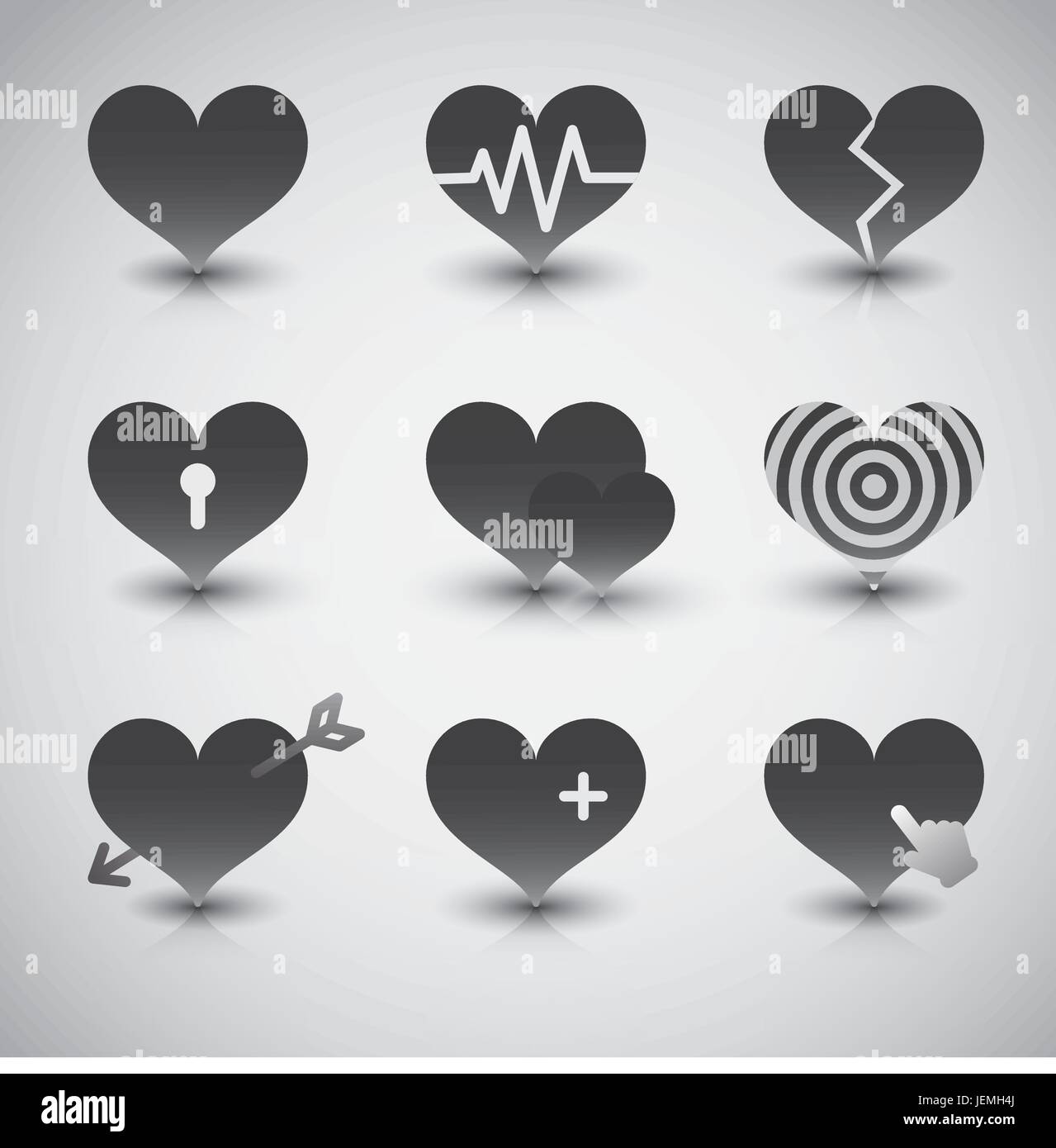 Vector black hearts icons set Stock Vector Image & Art - Alamy