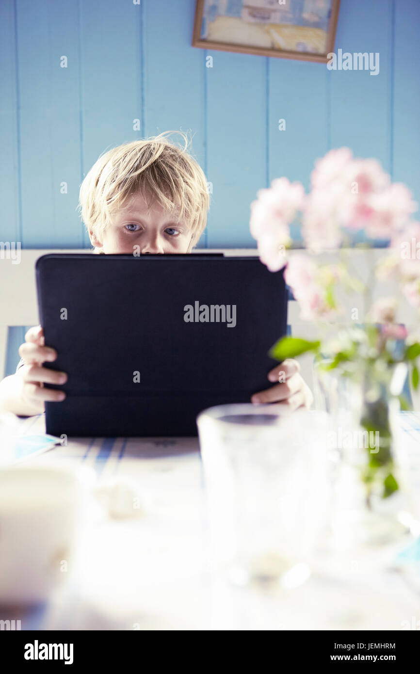 Boy using digital tablet Stock Photo - Alamy