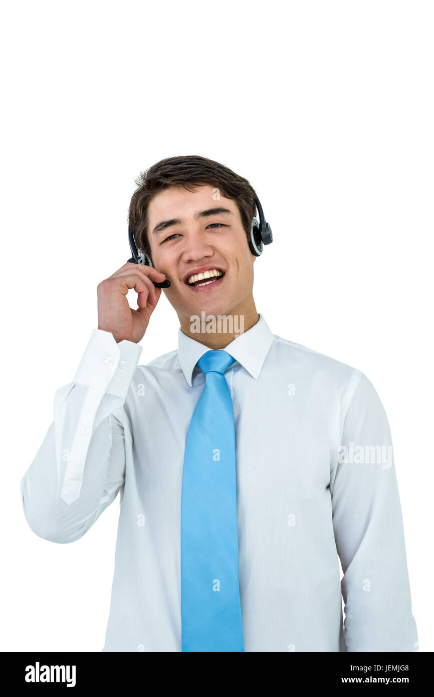 Businessman headset smiling hi-res stock photography and images - Alamy