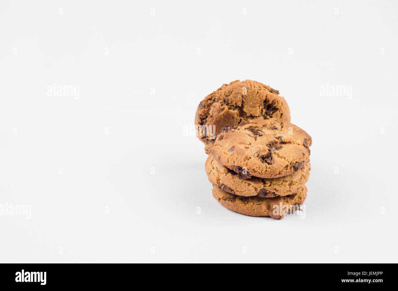 chocolate chip cookies isolated on white background with shadow Stock ...