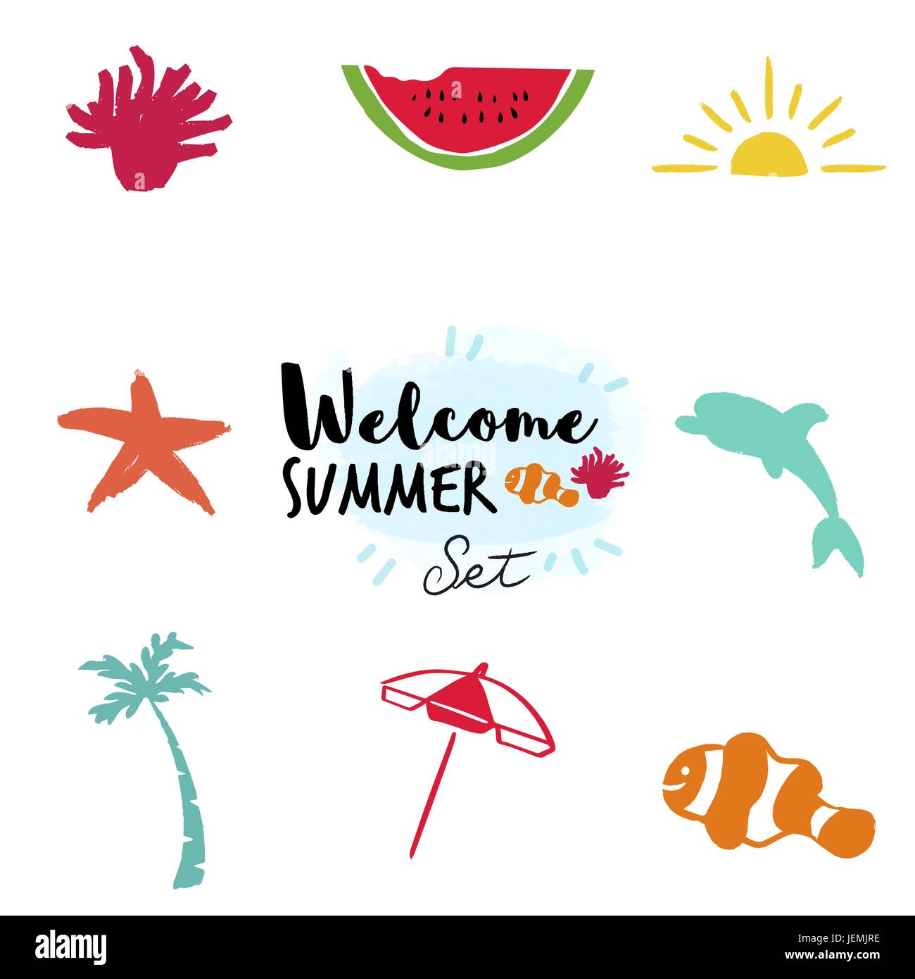 Set of watermelon elements hi-res stock photography and images - Alamy