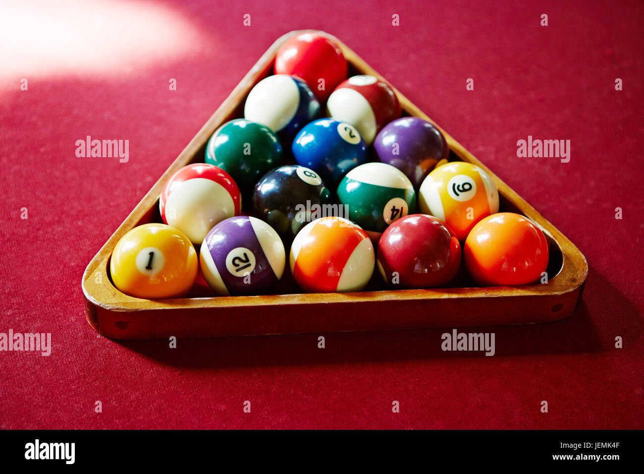 Balls arranged on pool table Stock Photo - Alamy