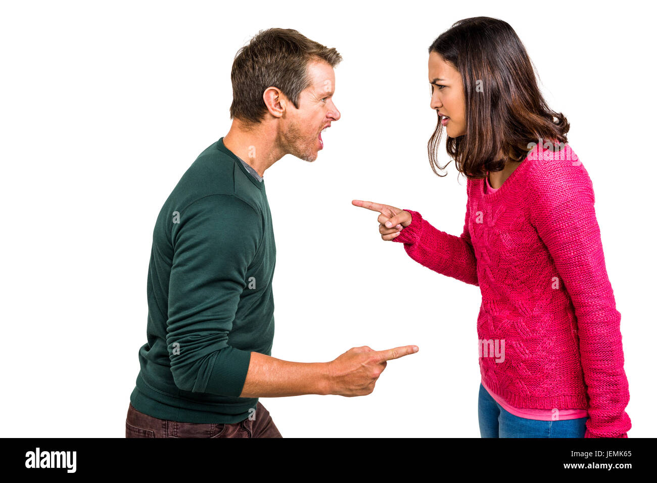 Side view of couple arguing Stock Photo - Alamy