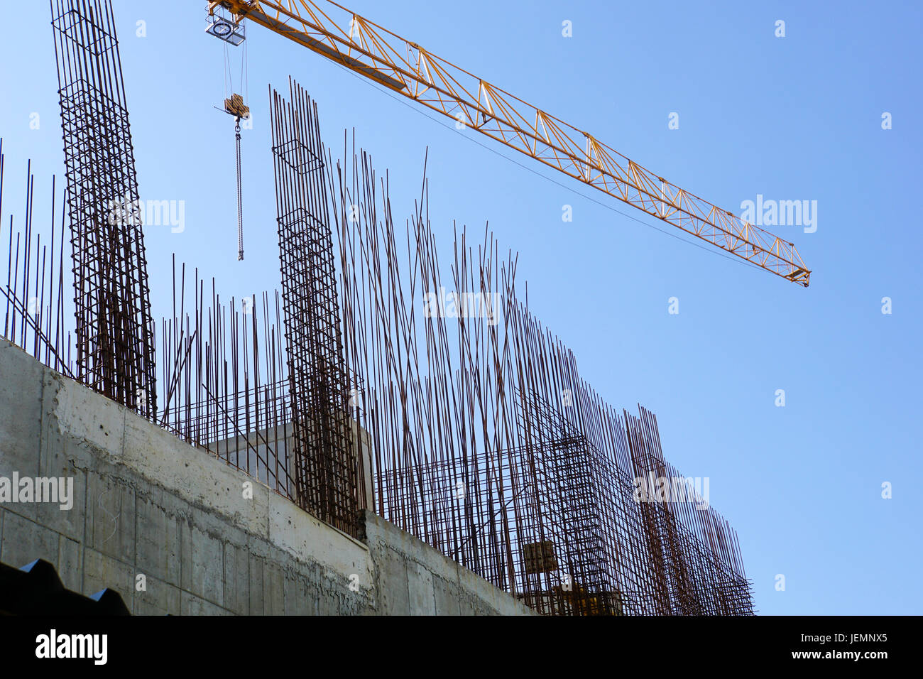 Construction concept Reinforced concrete foundations Photographed in ...