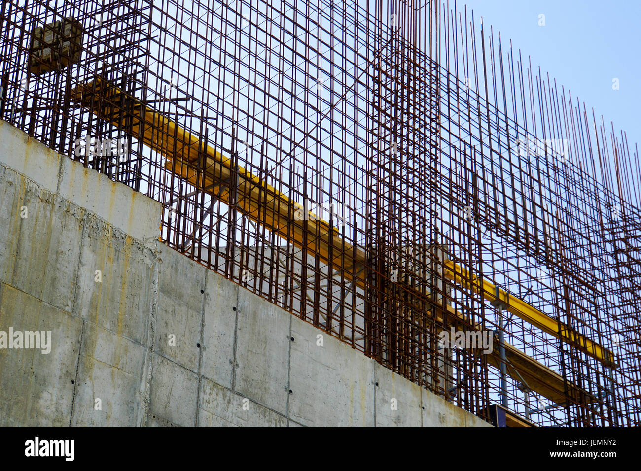 Construction concept Reinforced concrete foundations Photographed in ...