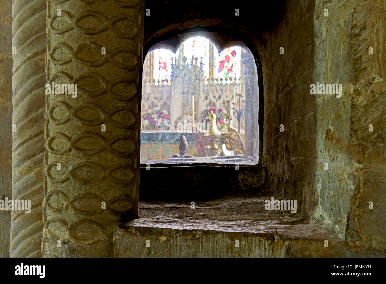 Squint in the Church of St Mary the Virgin, Powerstock, Dorset, England ...