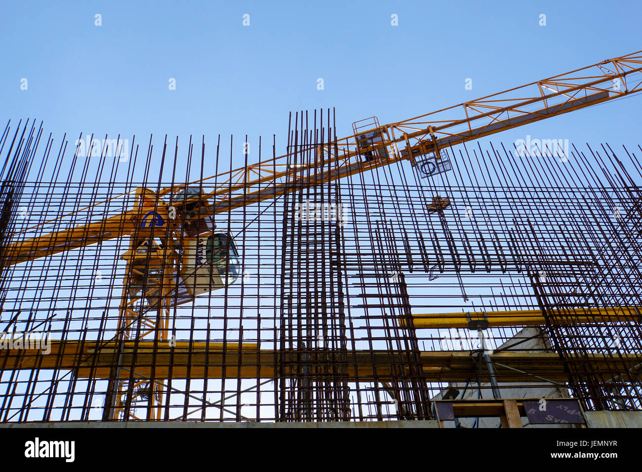 Construction concept Reinforced concrete foundations Photographed in ...