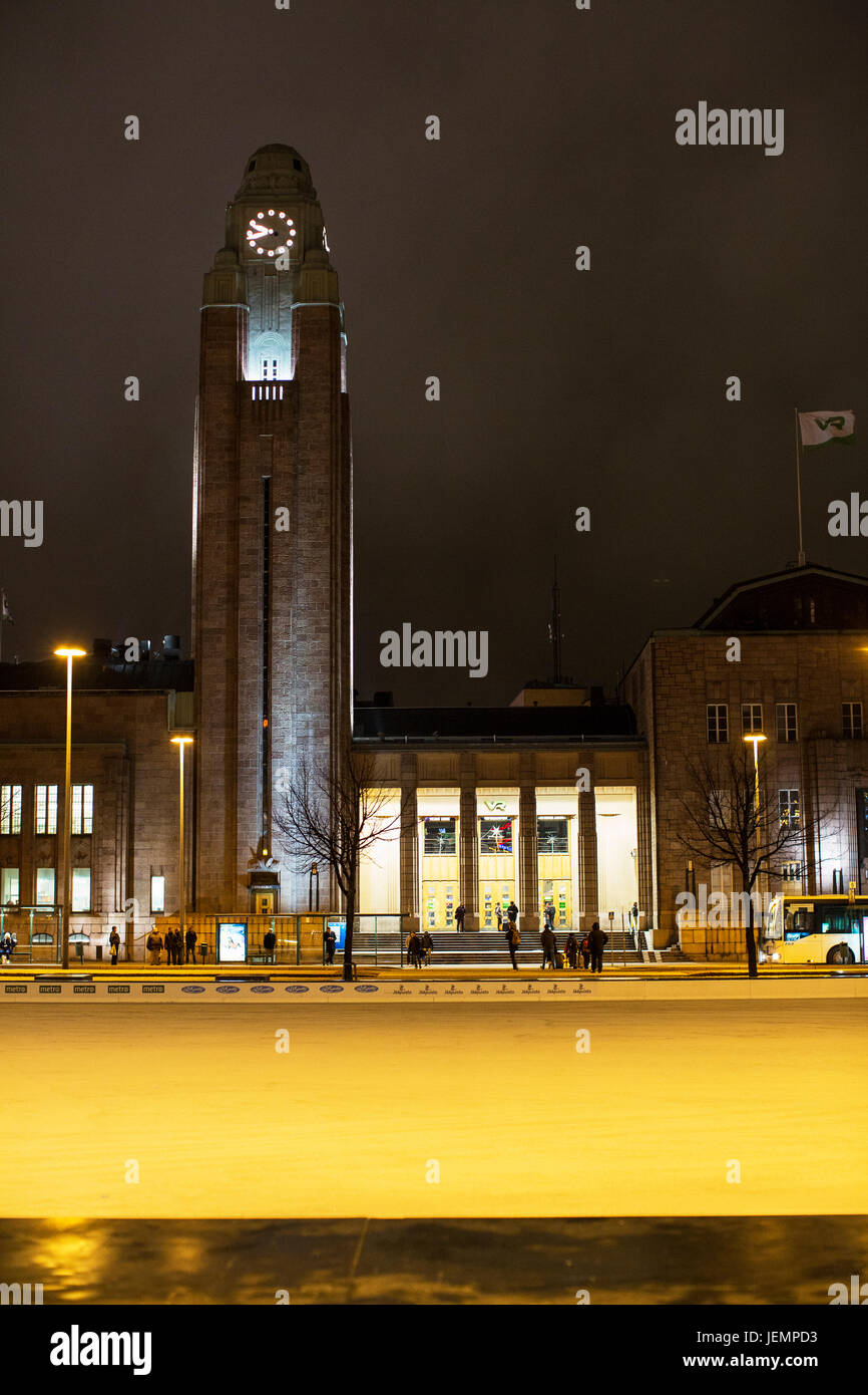 Illuminated building at night Stock Photo - Alamy