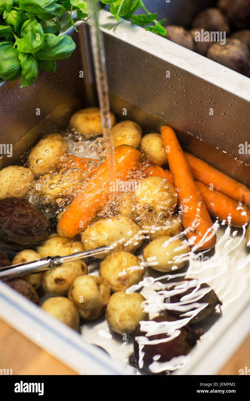 Vegetables in sink Stock Photo - Alamy
