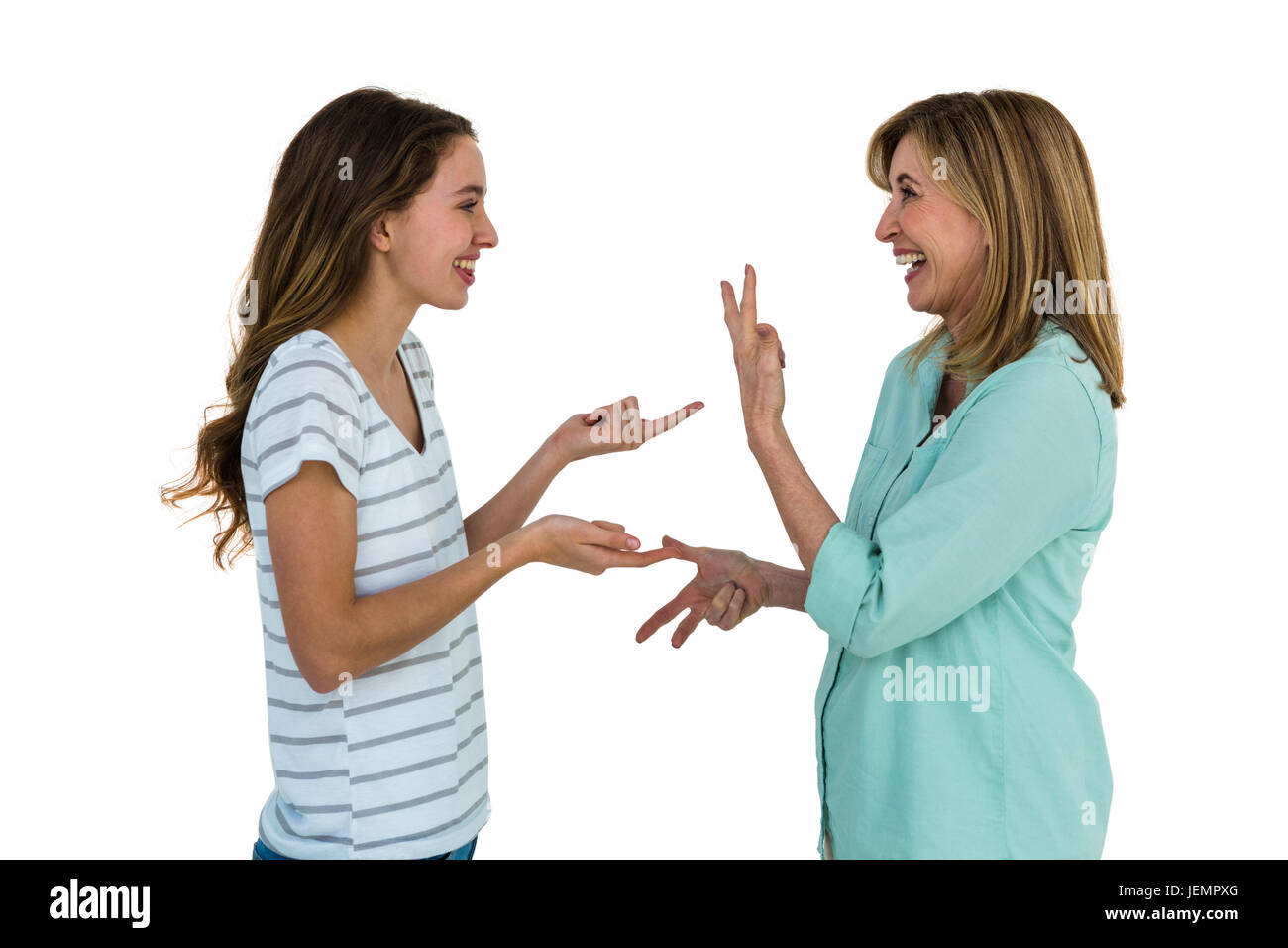 Mother and daughter talking Stock Photo - Alamy
