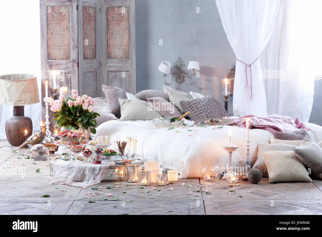 Romantic meal in bedroom Stock Photo - Alamy