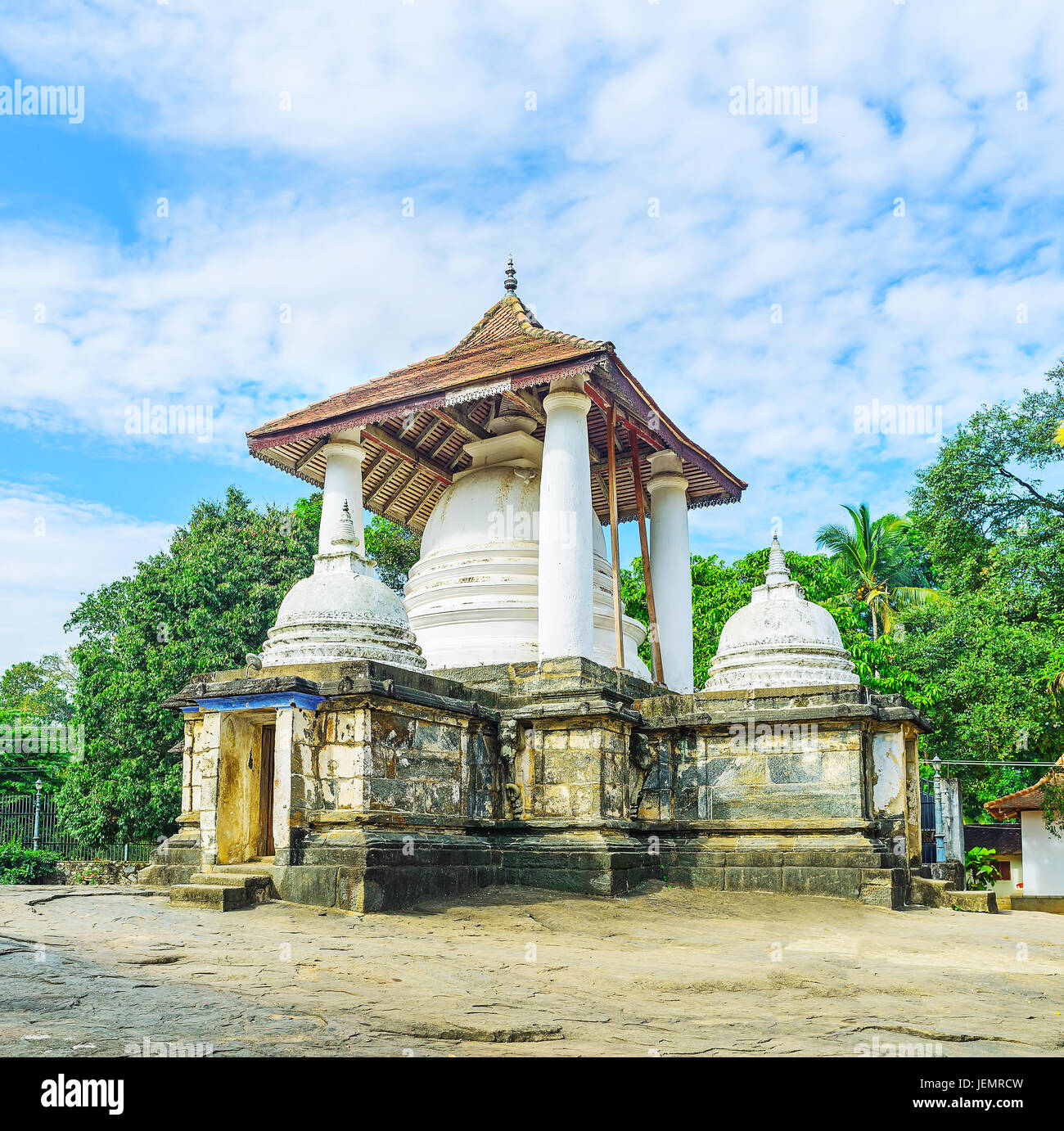 The Vijayantha Prasada shrine of Gadaladeniya Vihara Buddhist Temple is ...