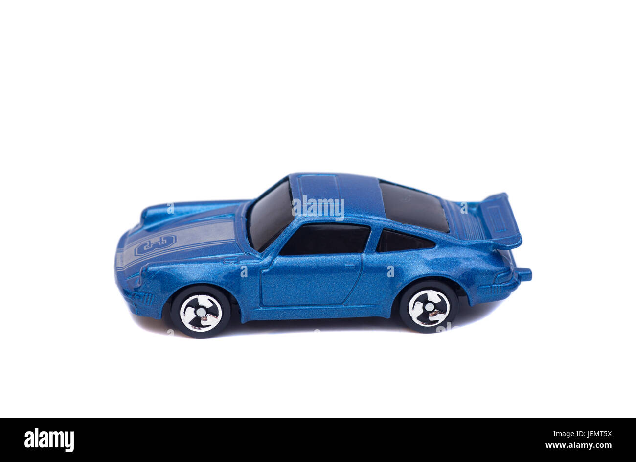 Blue toy car isolated on white background Stock Photo - Alamy