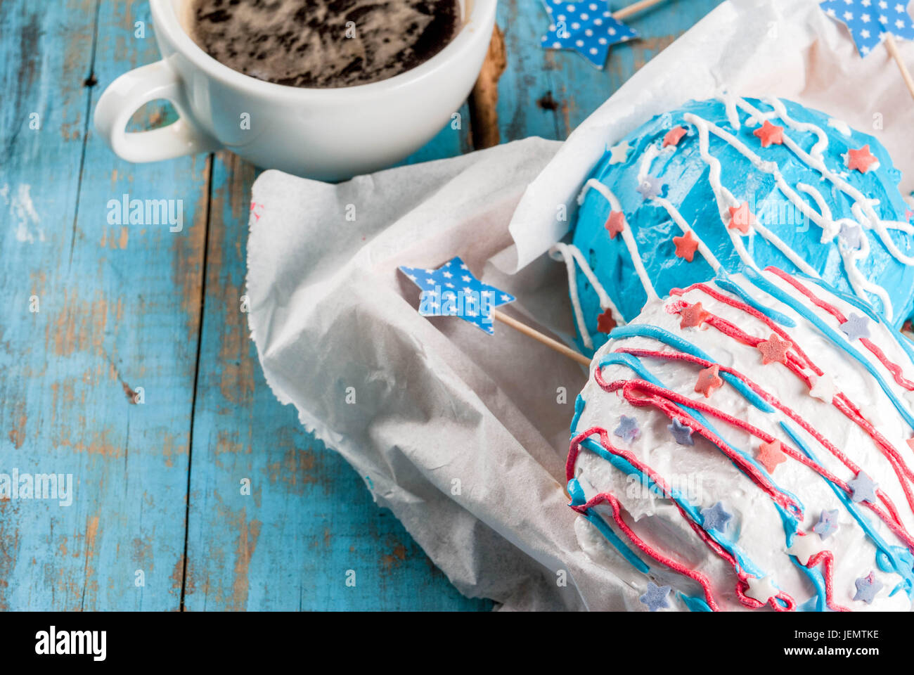 Food for independence day. 4th of July. Festive breakfast: American ...