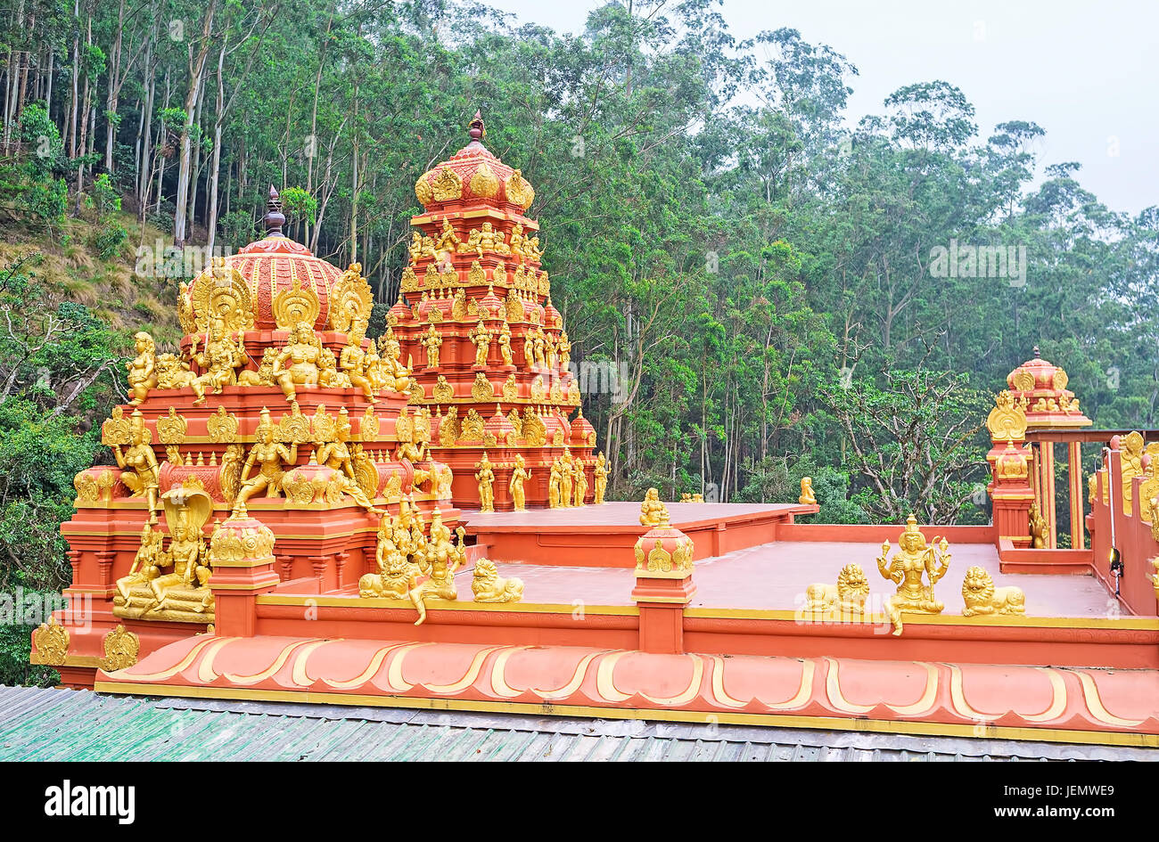 The bright red towers (vimanan and shikhara) of Hindu Seetha Amman ...