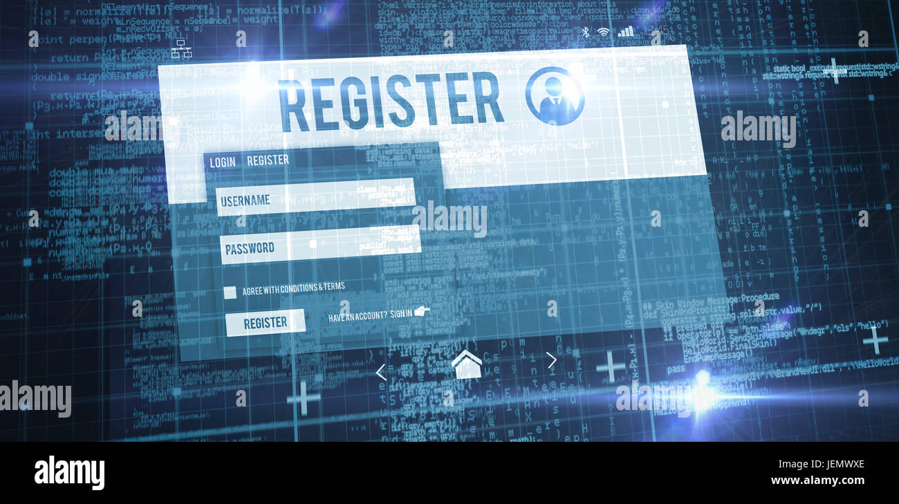 Composite image of blue matrix and codes Stock Photo - Alamy