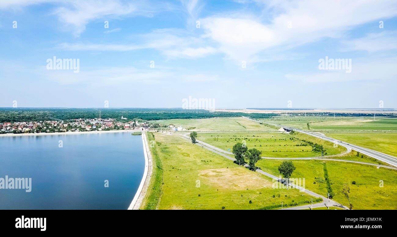 Aerial view on small town hi-res stock photography and images - Alamy