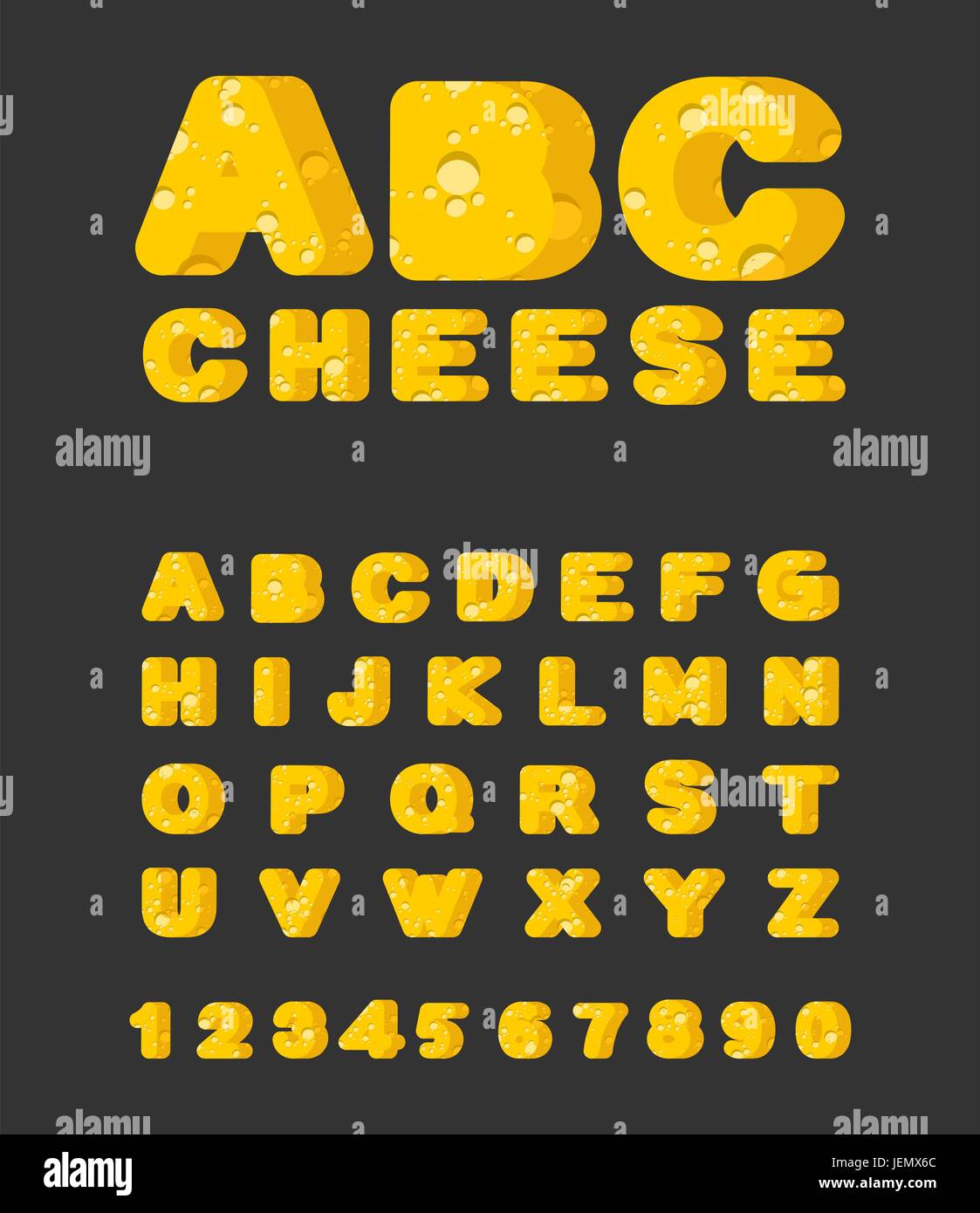 Cheese ABC. cheesy font. Food alphabet. Yellow letters milk product ...