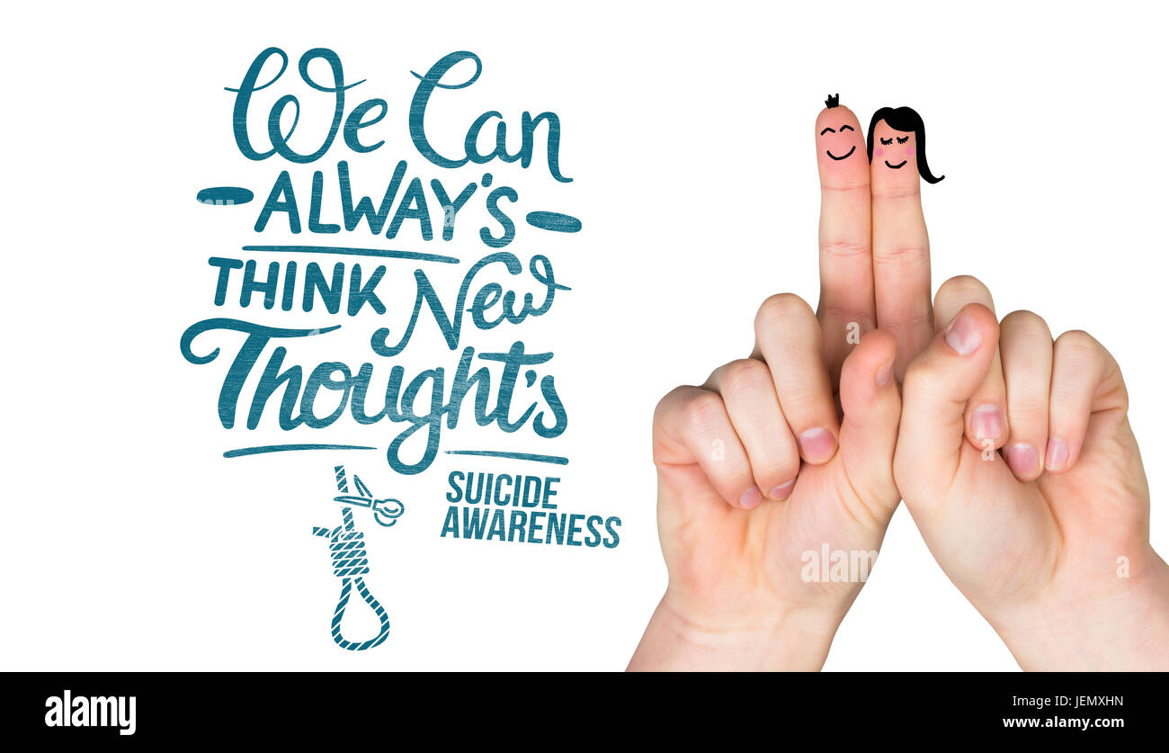 Composite image of happy fingers Stock Photo - Alamy
