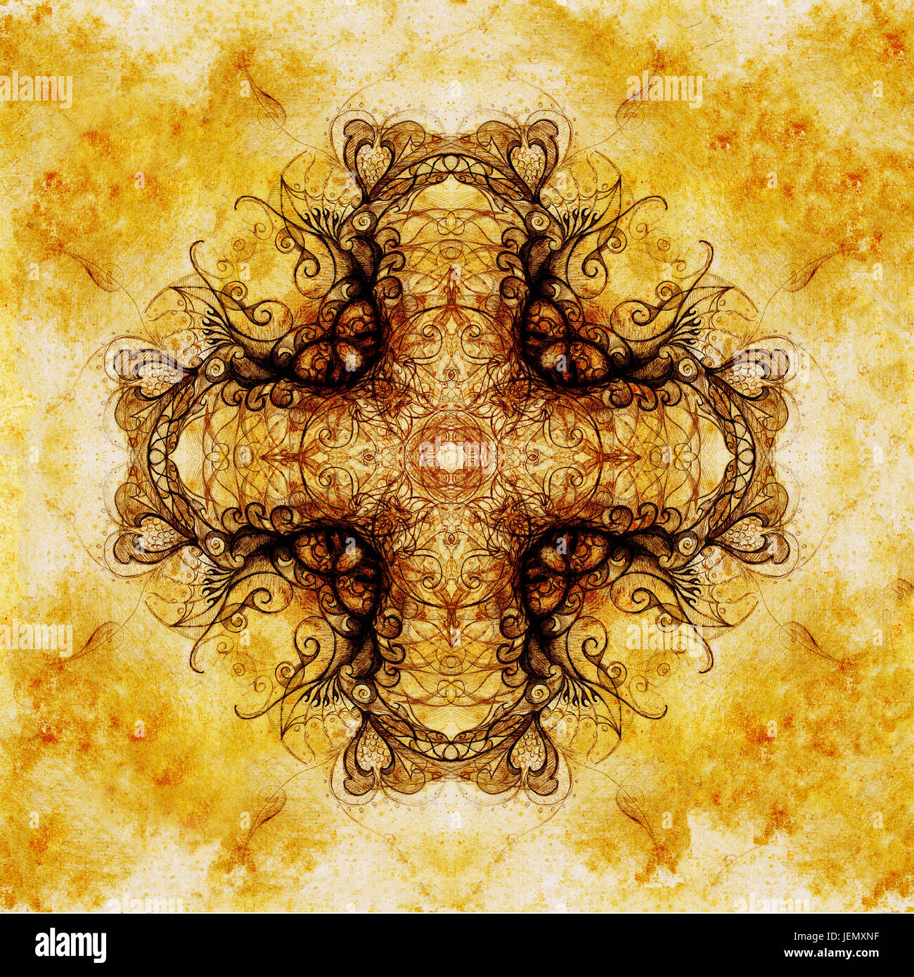 Ornamental mandala. Original hand draw and computer collage. Color ...