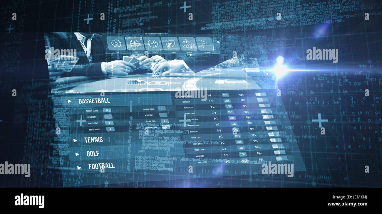 Composite image of blue matrix and codes Stock Photo - Alamy