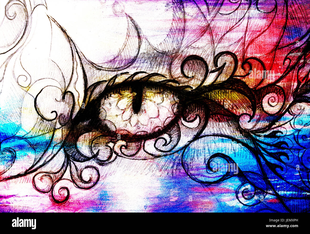 Mystic eye beautiful ornamental drawing hi-res stock photography and ...