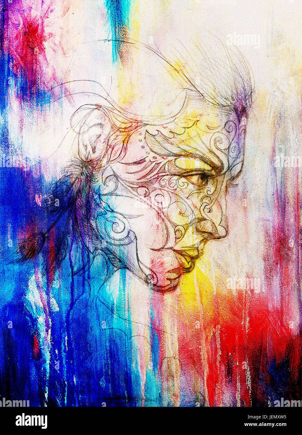 Abstract Pencil Drawings Of Faces