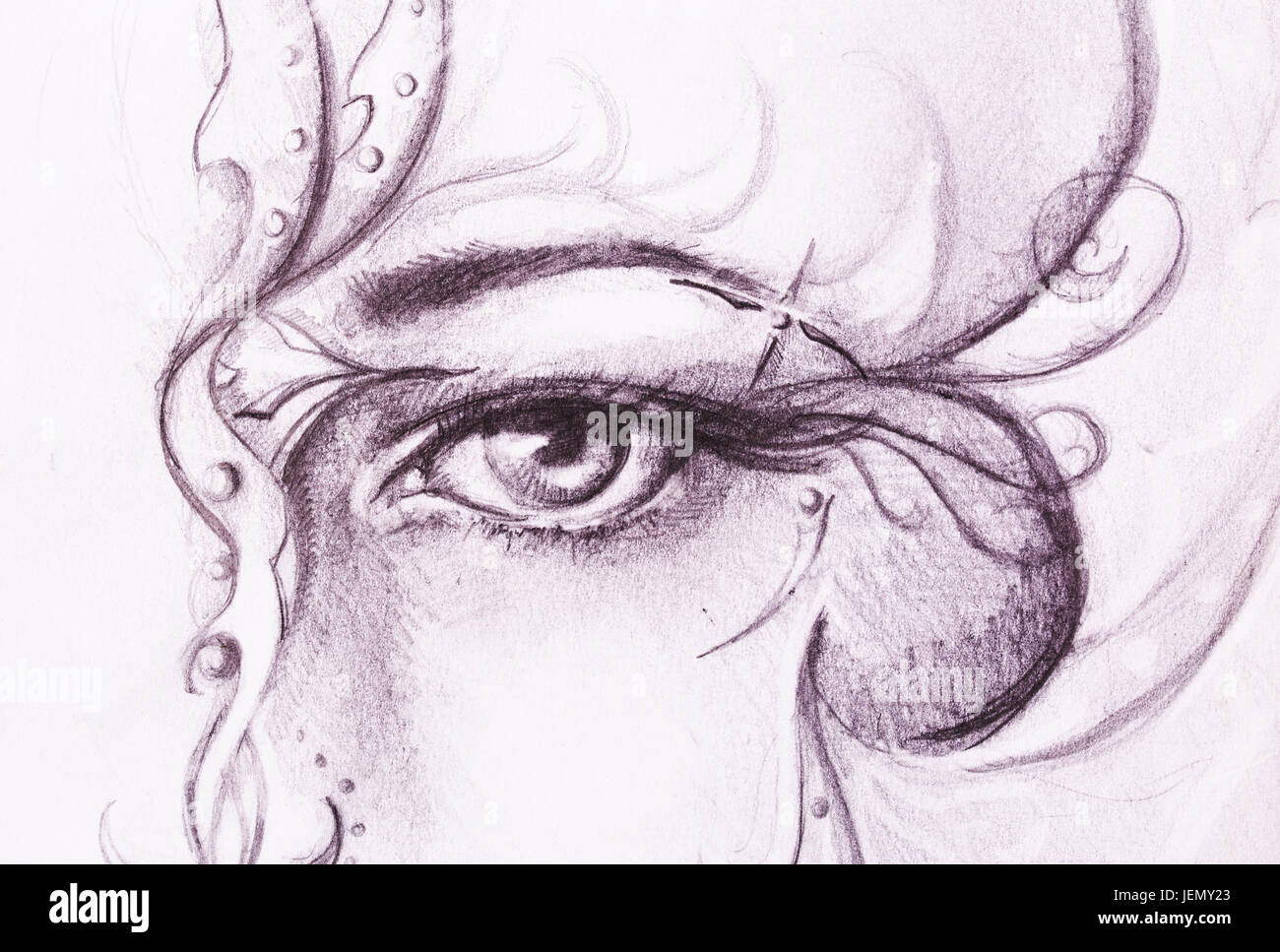 Mystic woman ornament pencil drawing hi-res stock photography and ...