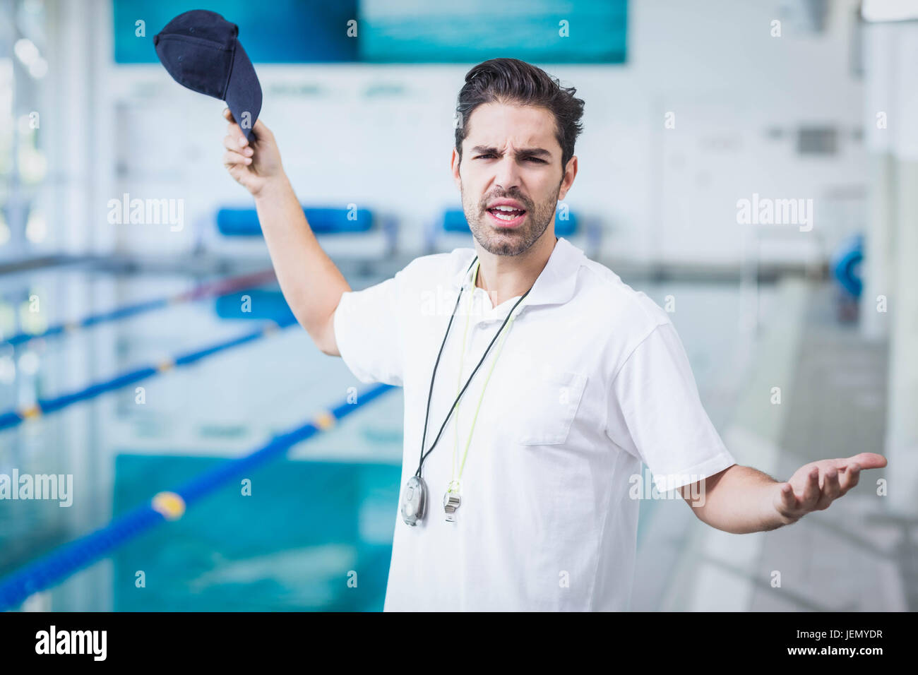 Serious trainer angry at someone Stock Photo - Alamy