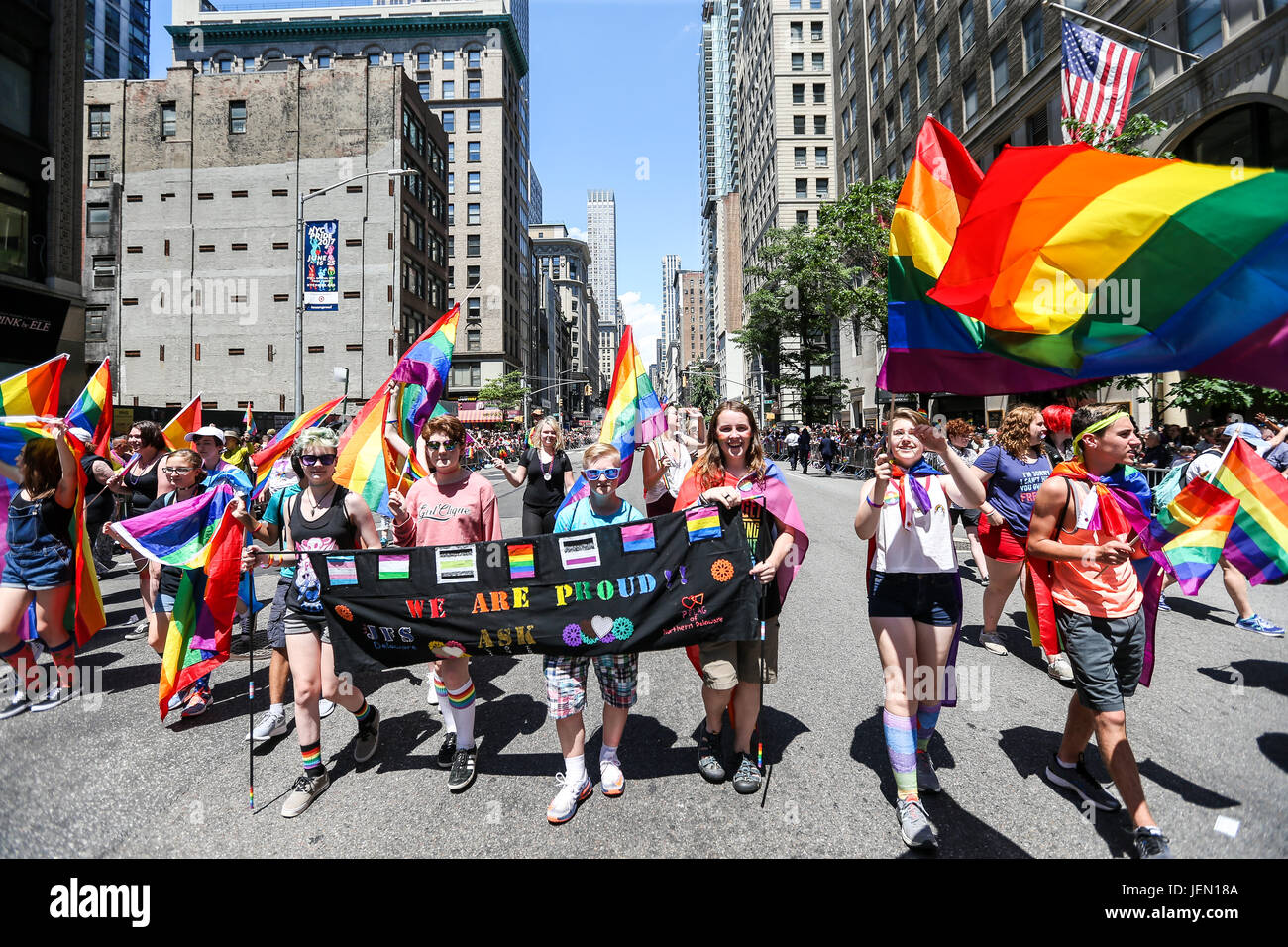 New York, USA. 25th Jun, 2017. Participants during the LGBT Pride ...
