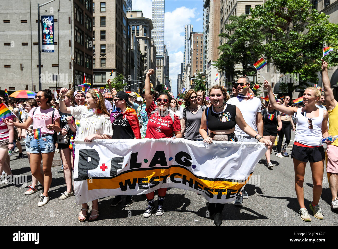 New York, USA. 25th Jun, 2017. Participants during the LGBT Pride ...