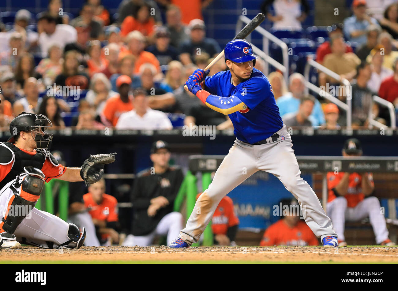 Miami, Florida, USA. 25th June, 2017. Chicago Cubs catcher Willson ...