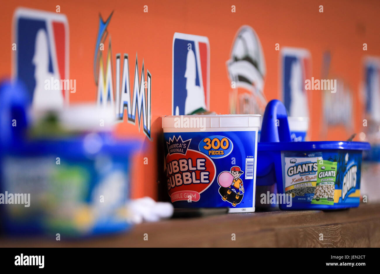 Miami, Florida, USA. 25th June, 2017. Lots of big buckets of bubble gum ...