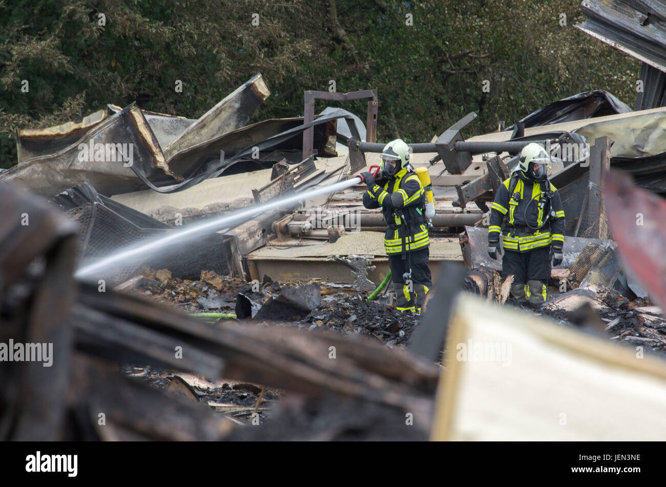 Firefighters factory fire burnt hi-res stock photography and images - Alamy