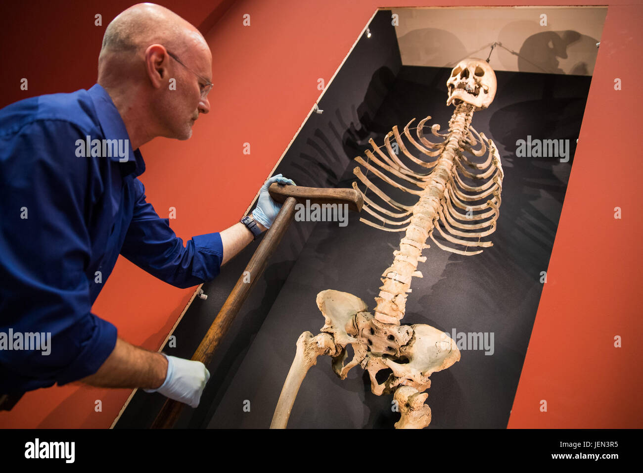Nuremberg, Germany. 26th June, 2017. A Germanic National Museum worker ...