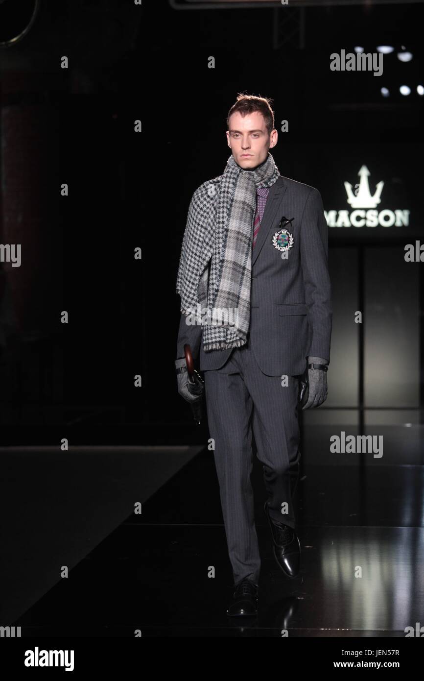A model wears a creation by Macson during the Fall/Winter 2017-2018 ...